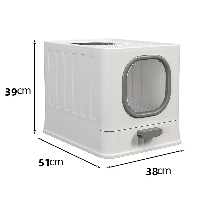 Fully Enclosed Plastic Cat Litter Box with Splash-Proof Feature Semi ...